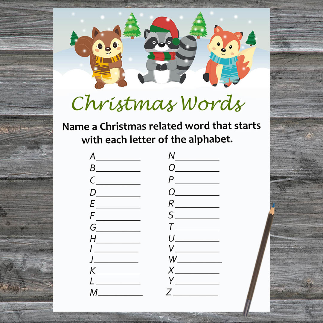 Christmas party games,Christmas Word A-Z Game Printable,Wood | Inspire ...