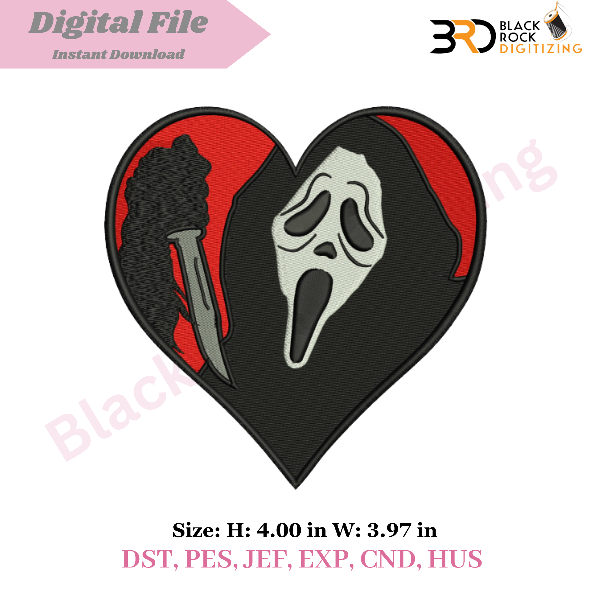 Ghostface Heart Halloween Design for Machine Embroidery | In | Inspire ...