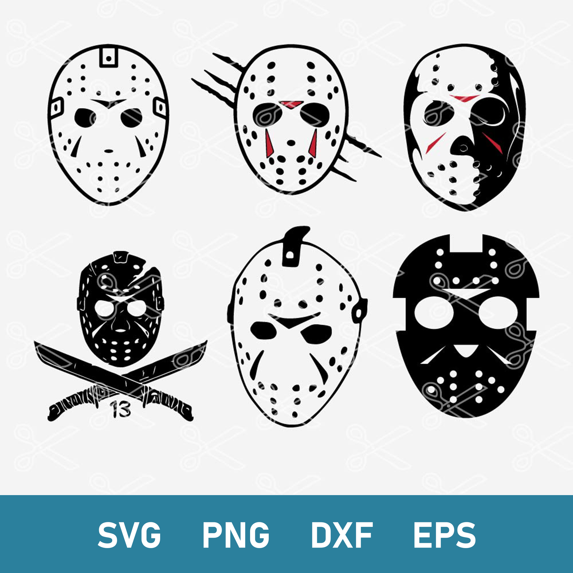 Jason Mask Bundle Svg, Jason Voorhees Svg, Horror Movie Svg, | Inspire ...