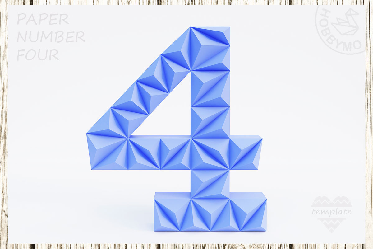 DIY Paper Number Four 3D Papercraft Printable PDF | Inspire Uplift
