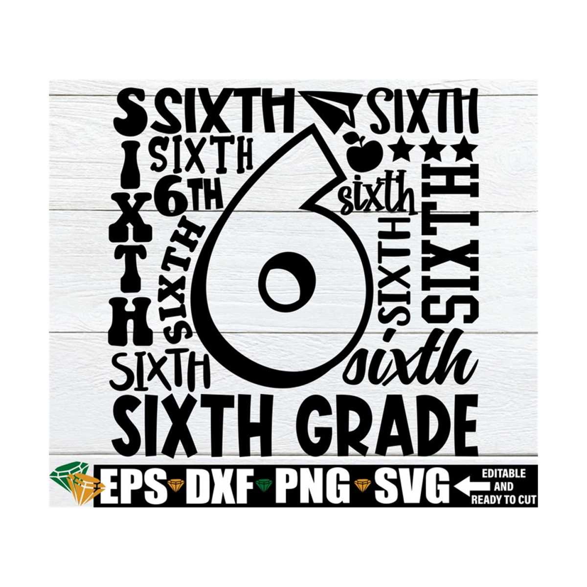 Sixth Grade svg, 6th Grade svg, Sixth Grade Word Art, 6th Gr | Inspire ...