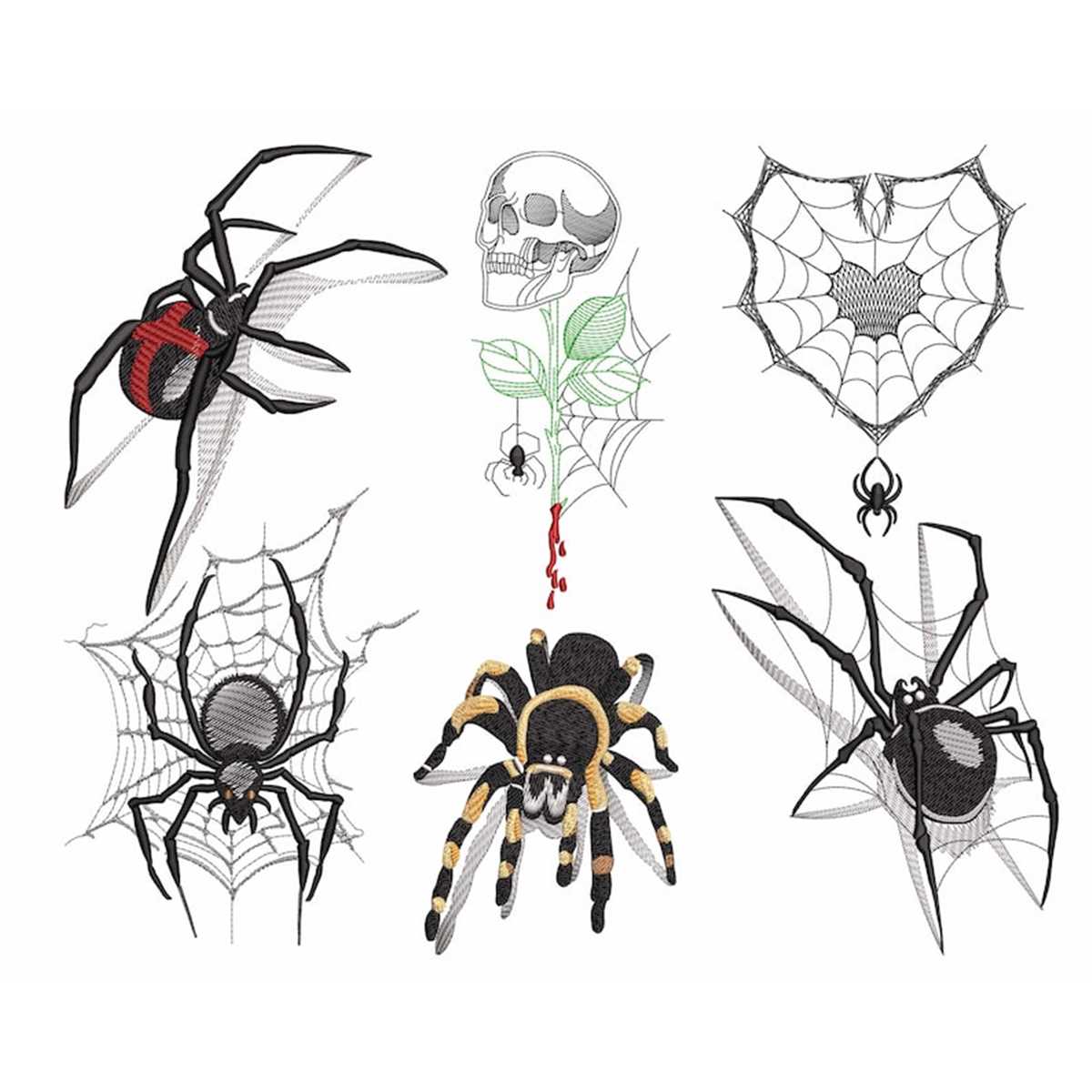 Gothic Spiders Embroidery Designs BUNDLE - Tarantula, Black | Inspire ...