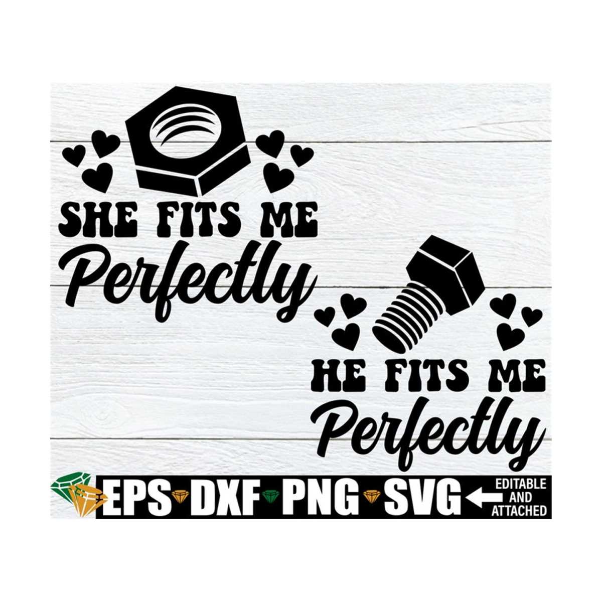 She He Fits Me Perfectly, Funny Matching Couple Valentine's | Inspire ...