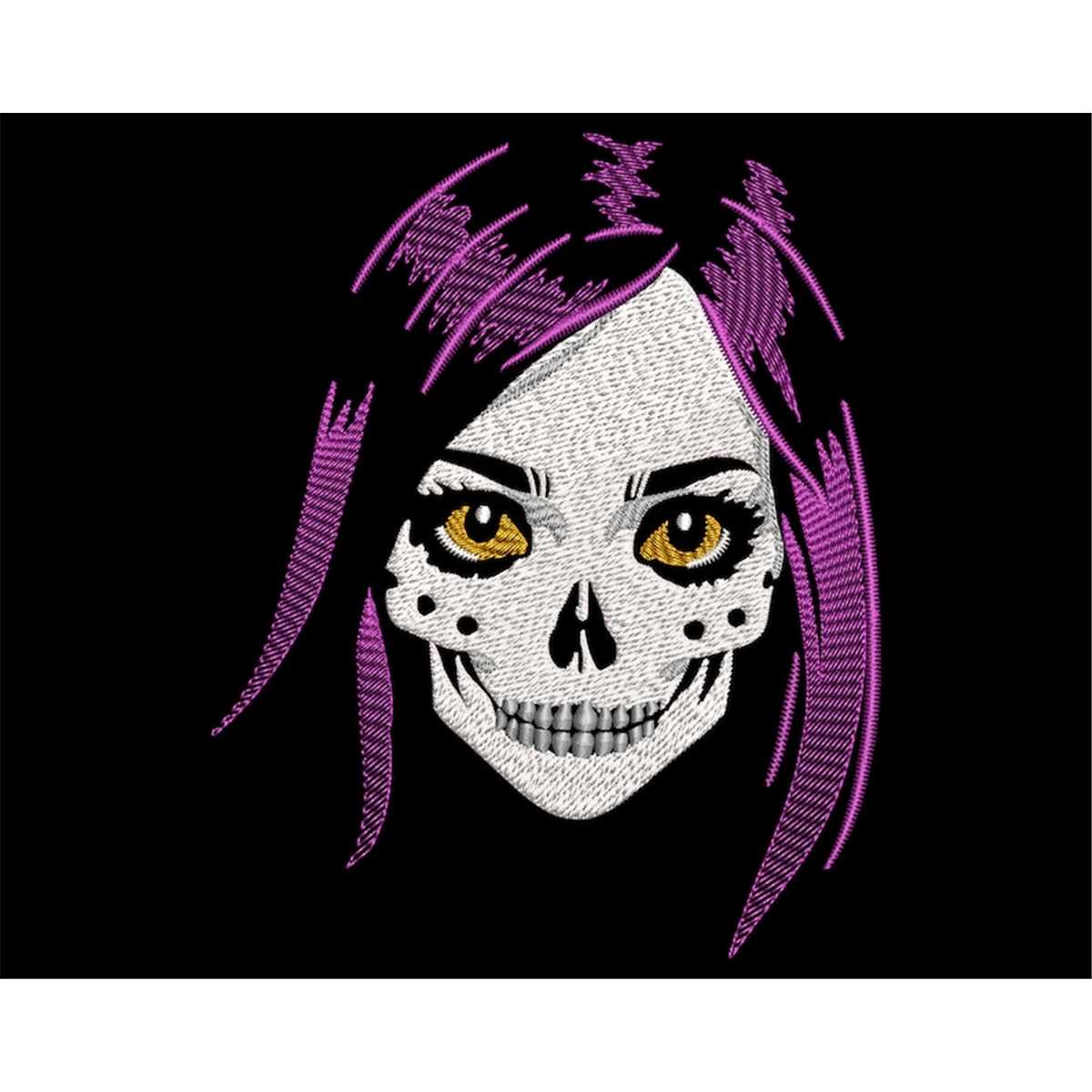 Zombie Girl Skull Embroidery Design - Macabre Female Skeleto - Inspire ...