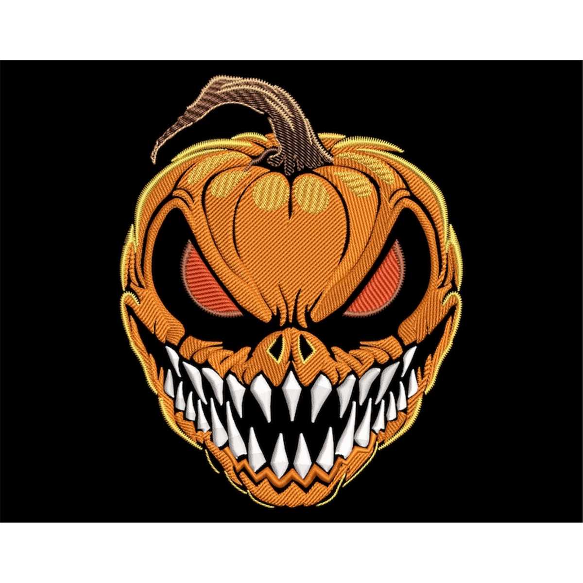 Spooky Angry Pumpkin Embroidery Design - Fill Stitch Demonic | Inspire ...