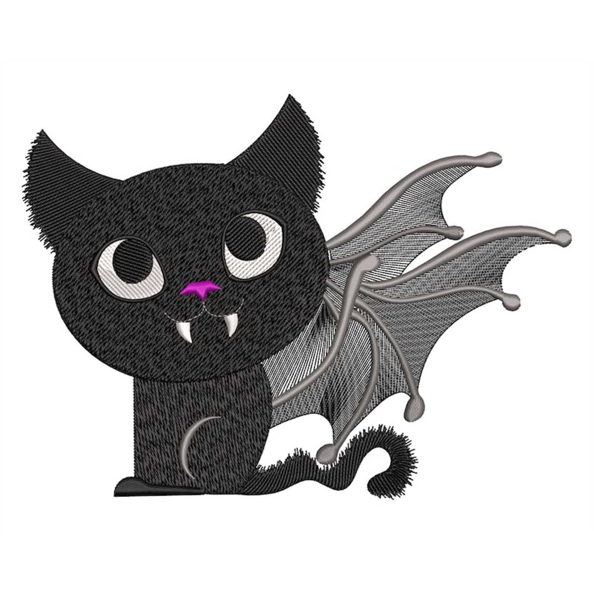 Black Cat Vampire Embroidery Design, Halloween Kitty Bat wit | Inspire ...