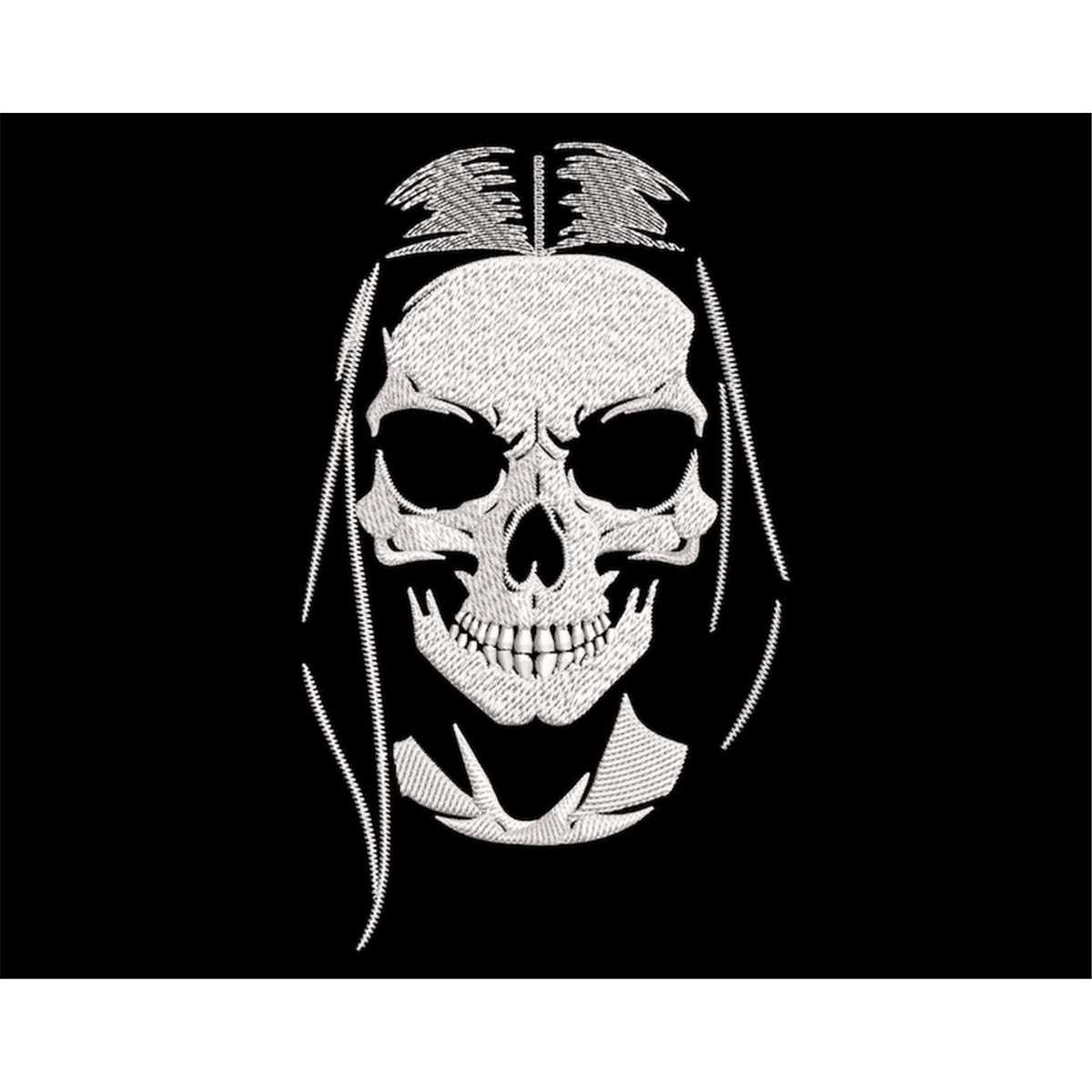 Mysterious Woman Skull Embroidery Design - Fill Stitch Macab - Inspire ...