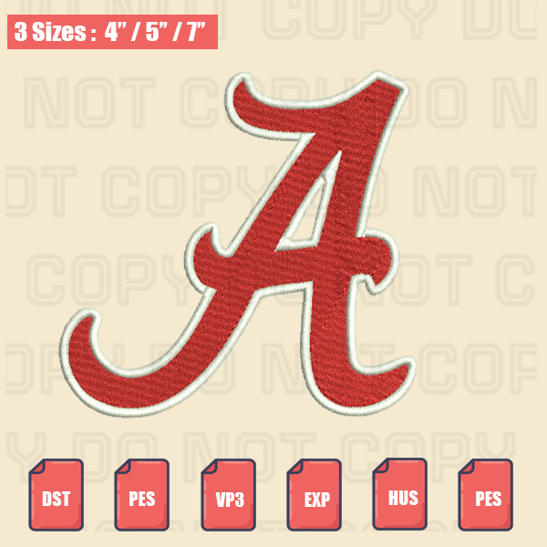 Alabama Crimson Tide Embroidery Designs, NCAA Logo Embroider | Inspire ...