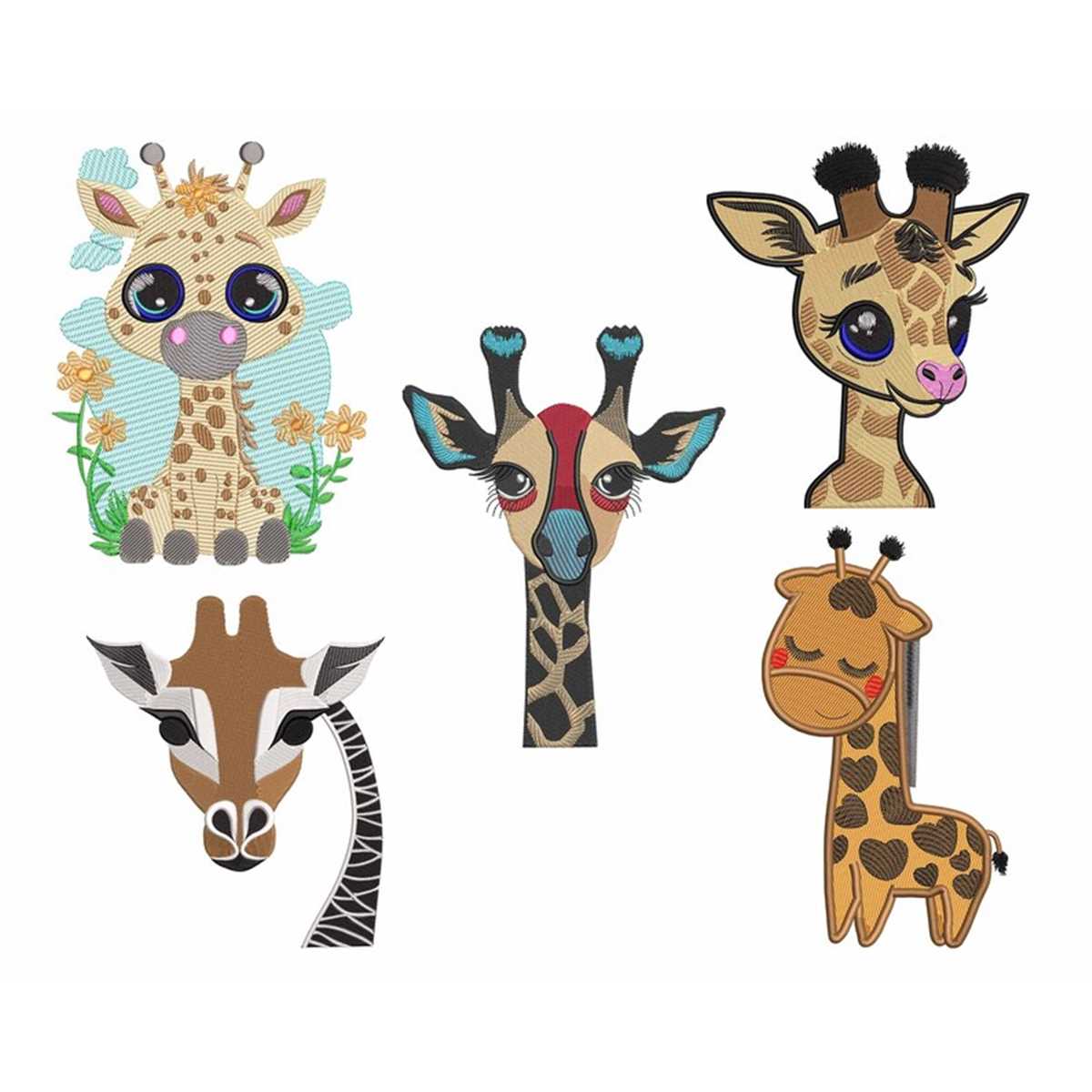 Giraffe Embroidery Designs Bundle - Baby Giraffe, Colorful H - Inspire ...