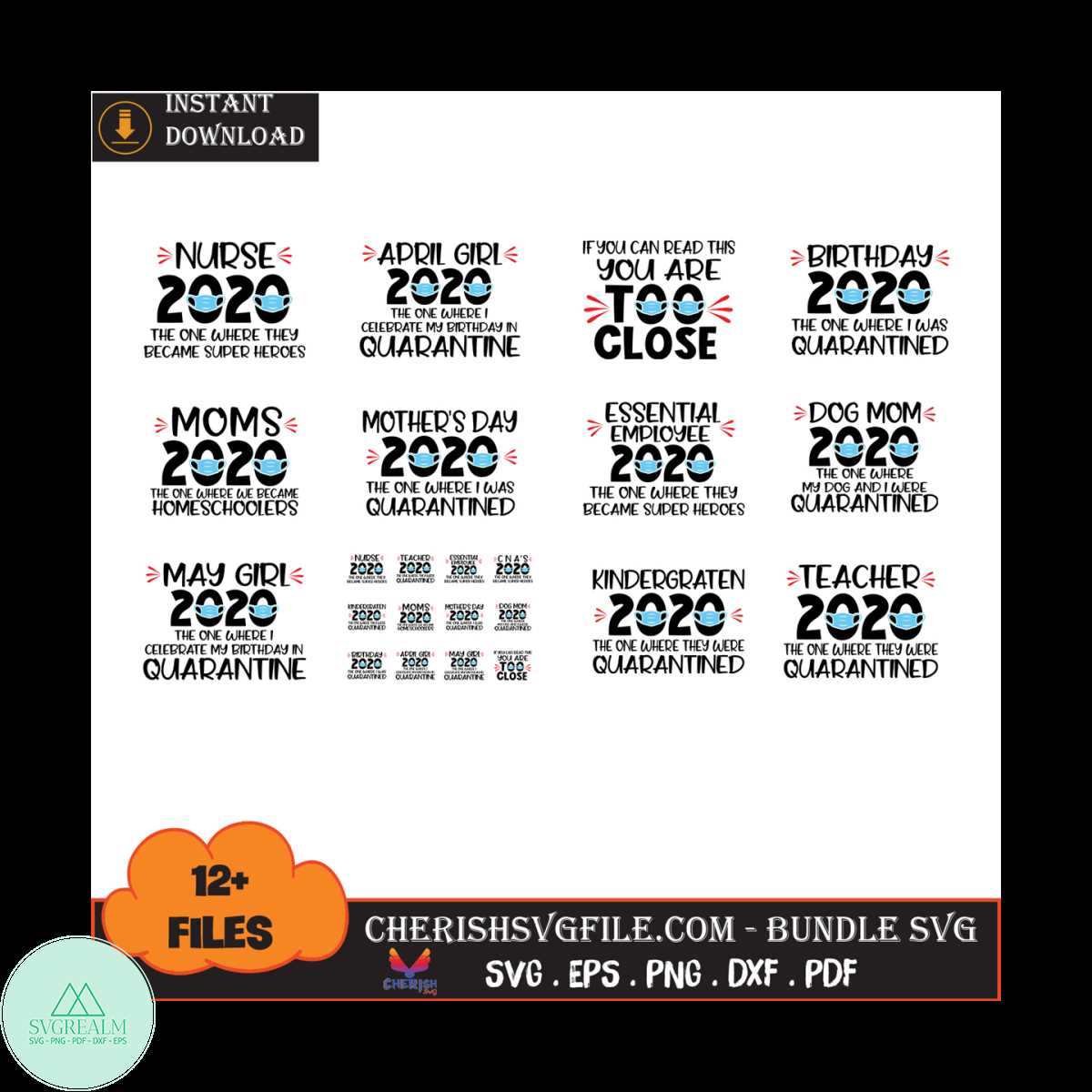 12 Files Quarantine 2020 Bundle Svg, Trending Svg | Inspire Uplift