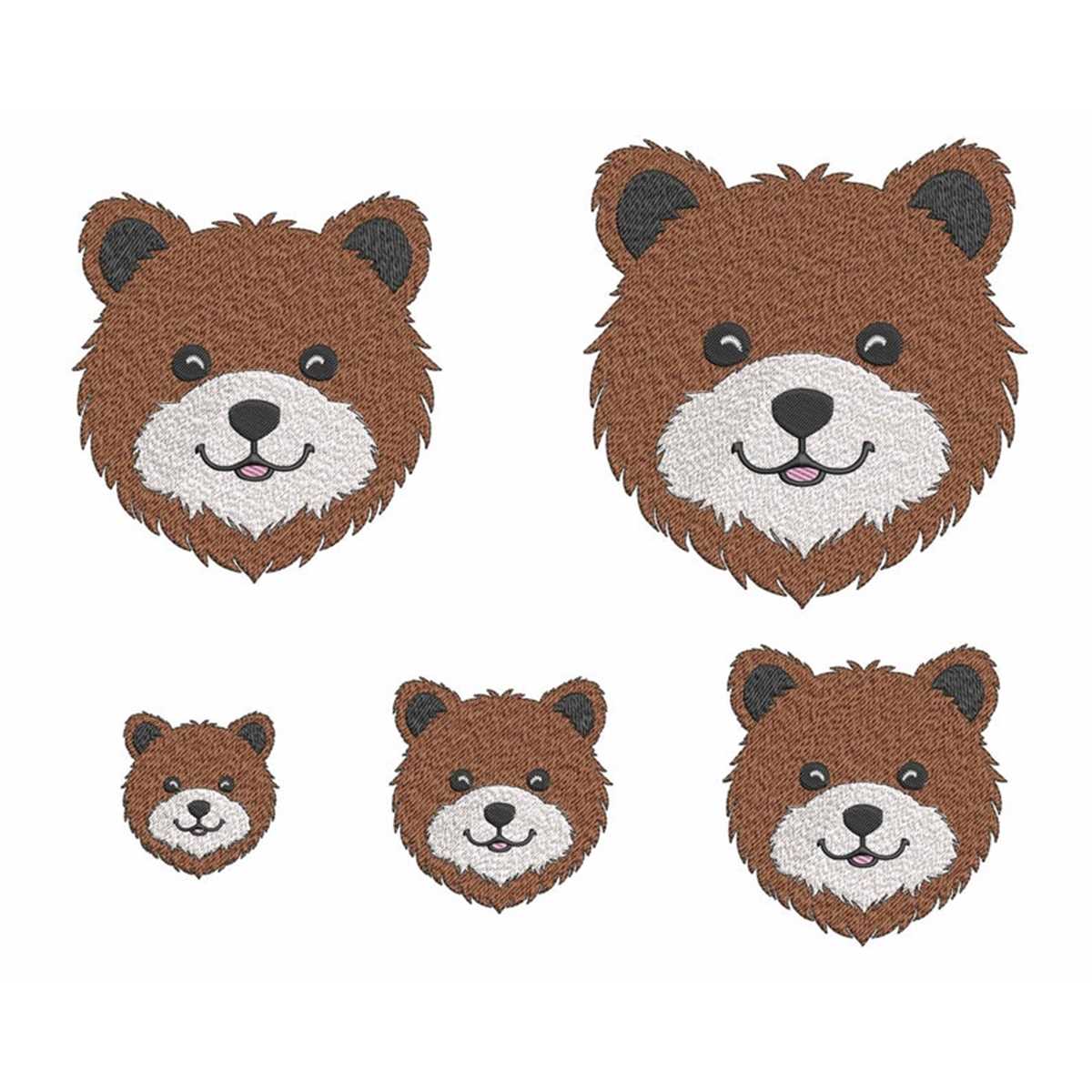 Happy Baby Bear Face Embroidery Design, Fill Stitch Bear Hea | Inspire ...