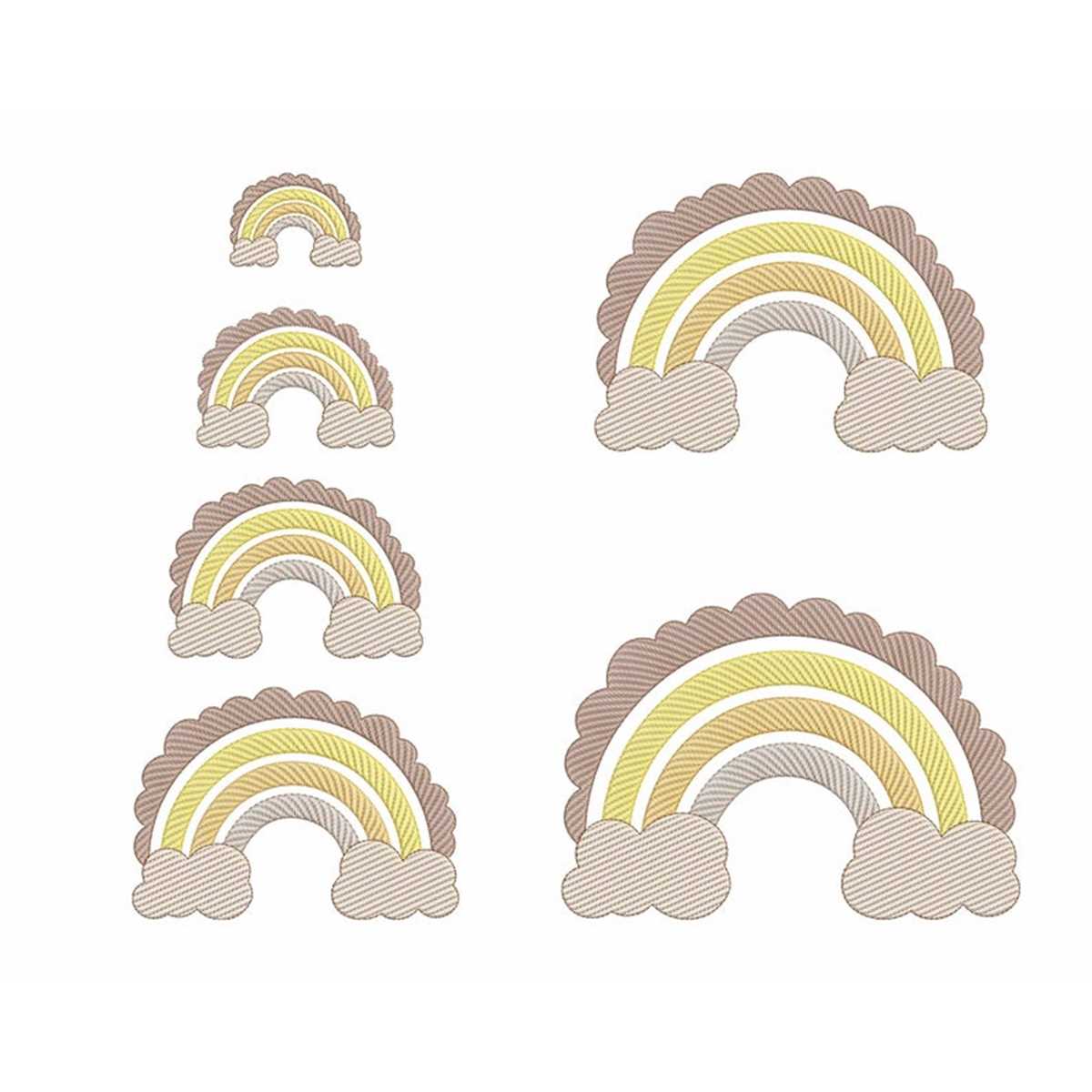 Boho Rainbow Embroidery Design, Sketch Fill Clouds, Quick St - Inspire ...