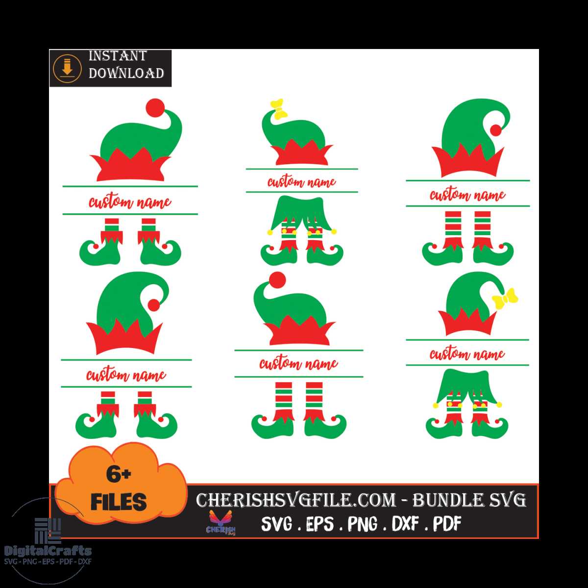 6 Files Elf Split Monogram Bundle Svg, Christmas Svg, Elf Bu | Inspire ...