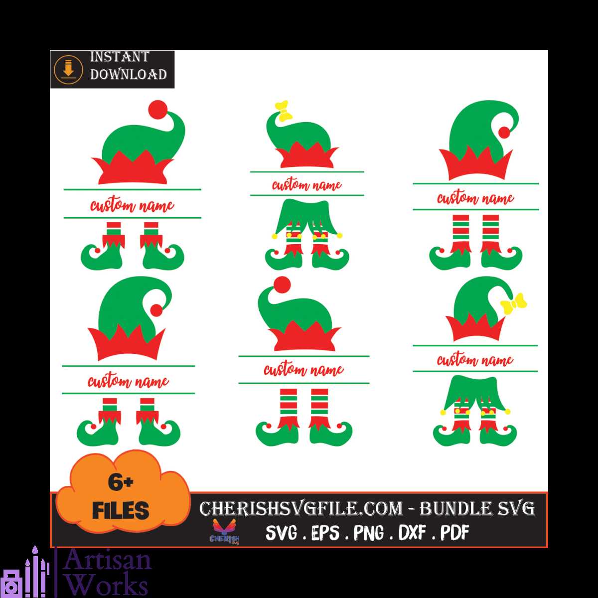 6 Files Elf Split Monogram Bundle Svg, Christmas Svg, Elf Bu | Inspire ...