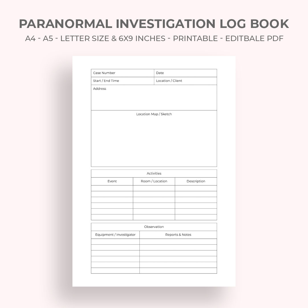 Paranormal Investigation Log Book | Inspire Uplift