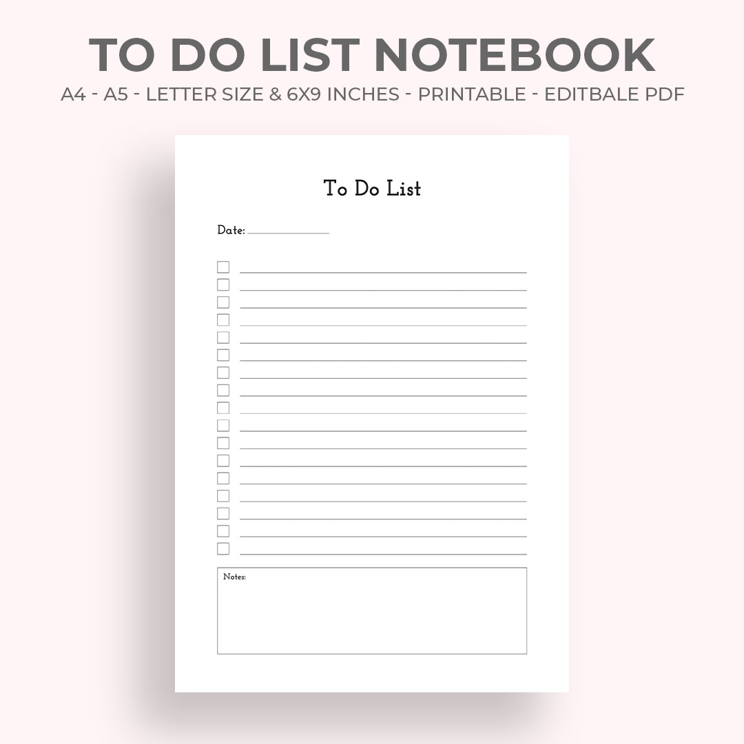 To Do List Notebook, Printable To Do List Notebook, To Do Li | Inspire ...