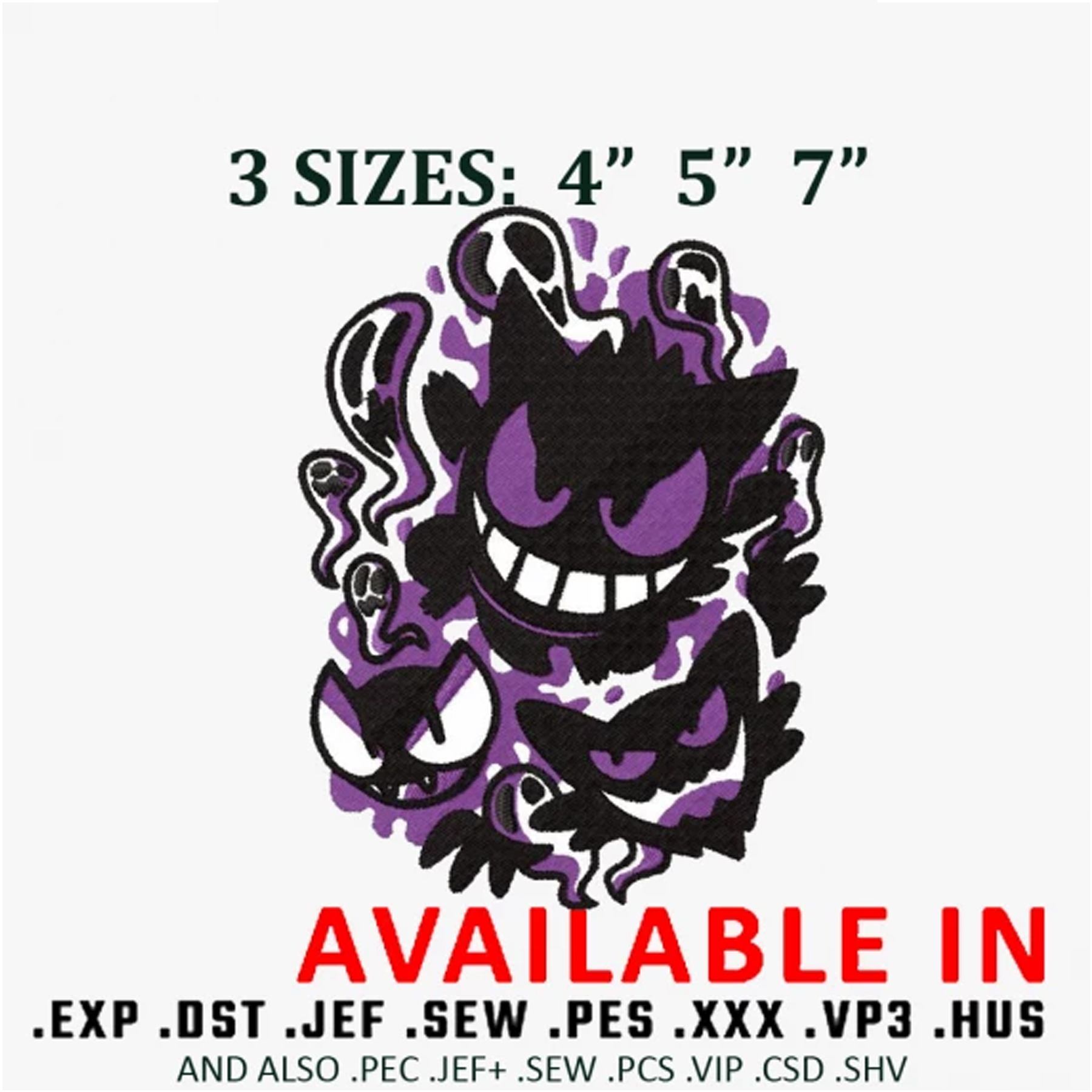 Gengar embroidery design, Anime embroidery, Anime design, An | Inspire ...