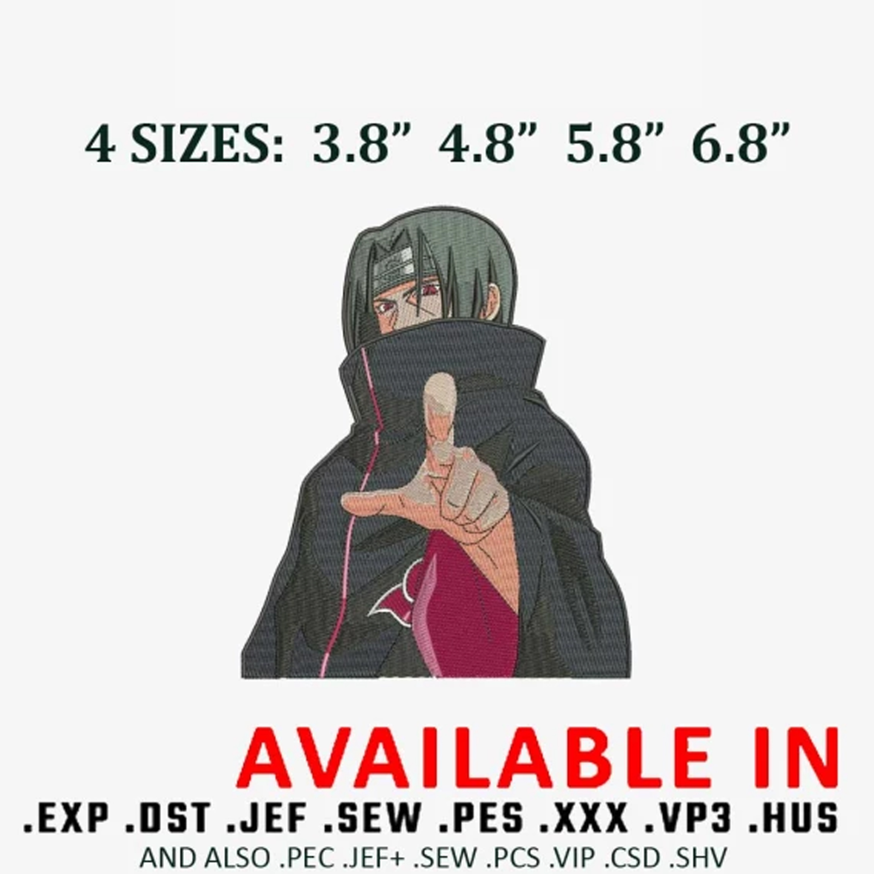 Itachi finger embroidery design, Naruto embroidery, Anime de | Inspire ...