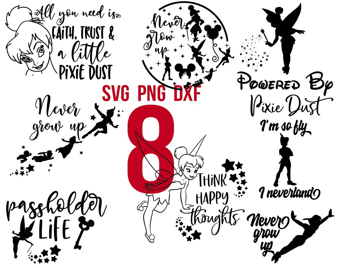 Tinker Bell Quotes Bundle, Tinker Bell Svg, Tinker Bell Silh - Inspire ...