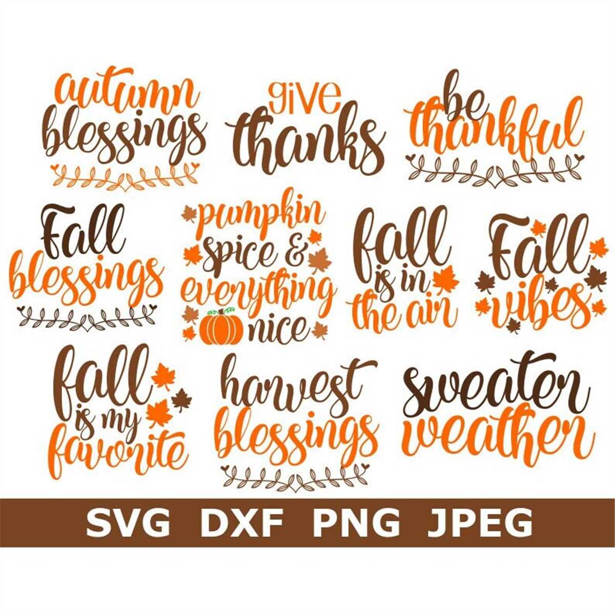 Fall Blessings SVG Bundle, Thankful, Thanksgiving, Digital D | Inspire ...