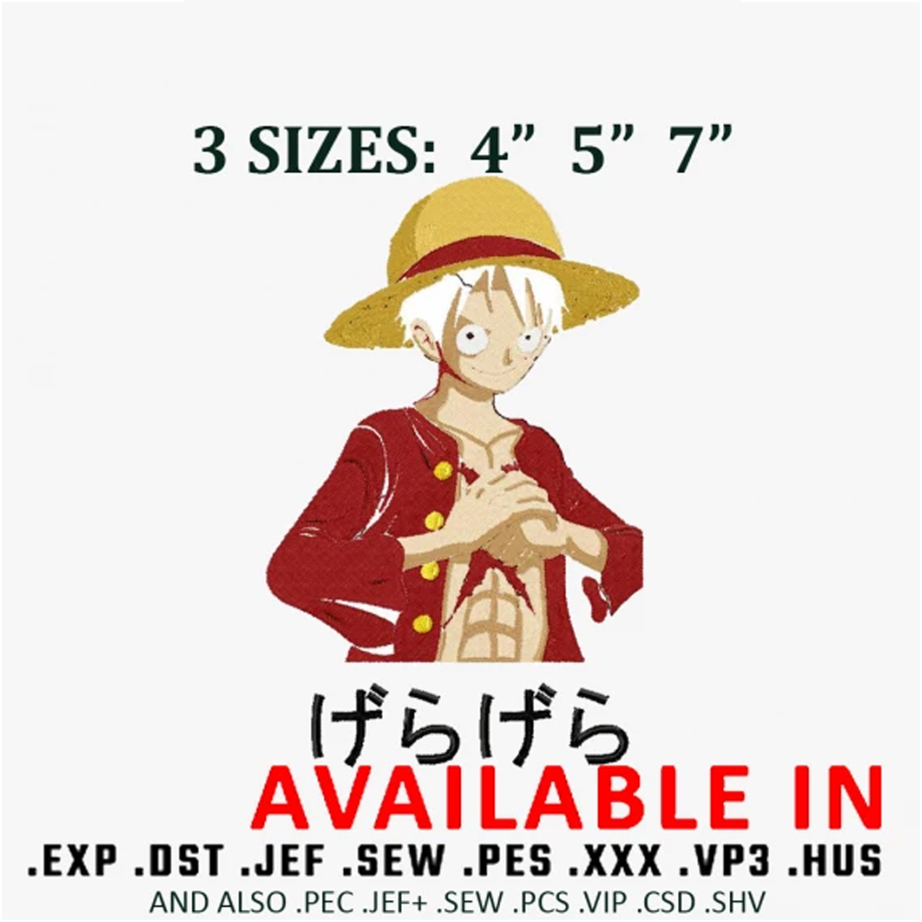 Monkey d luffy embroidery design, One piece embroidery, Anim | Inspire ...