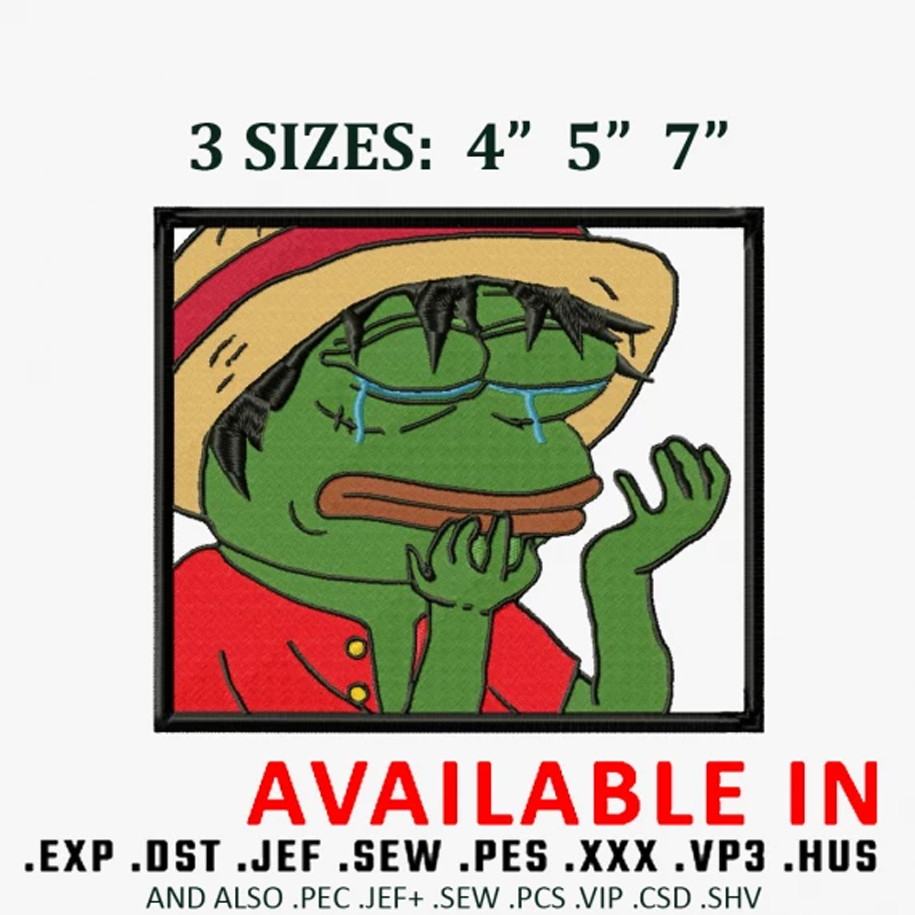Luffy meme frog embroidery design, One piece embroidery, Ani | Inspire ...
