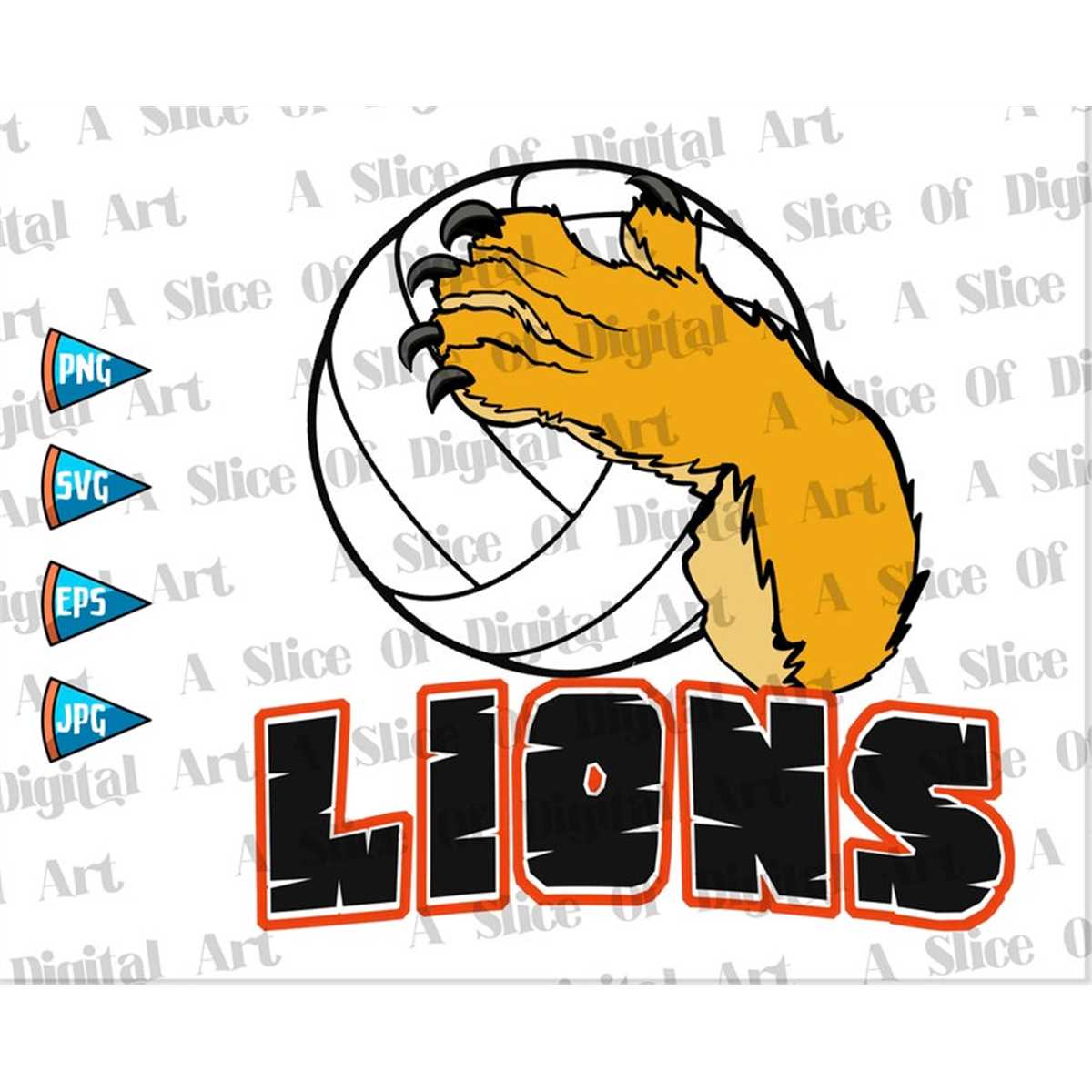 Lions Volleyball Team SVG PNG EPS, Go Lions Svg Lion Paw Lio - Inspire ...