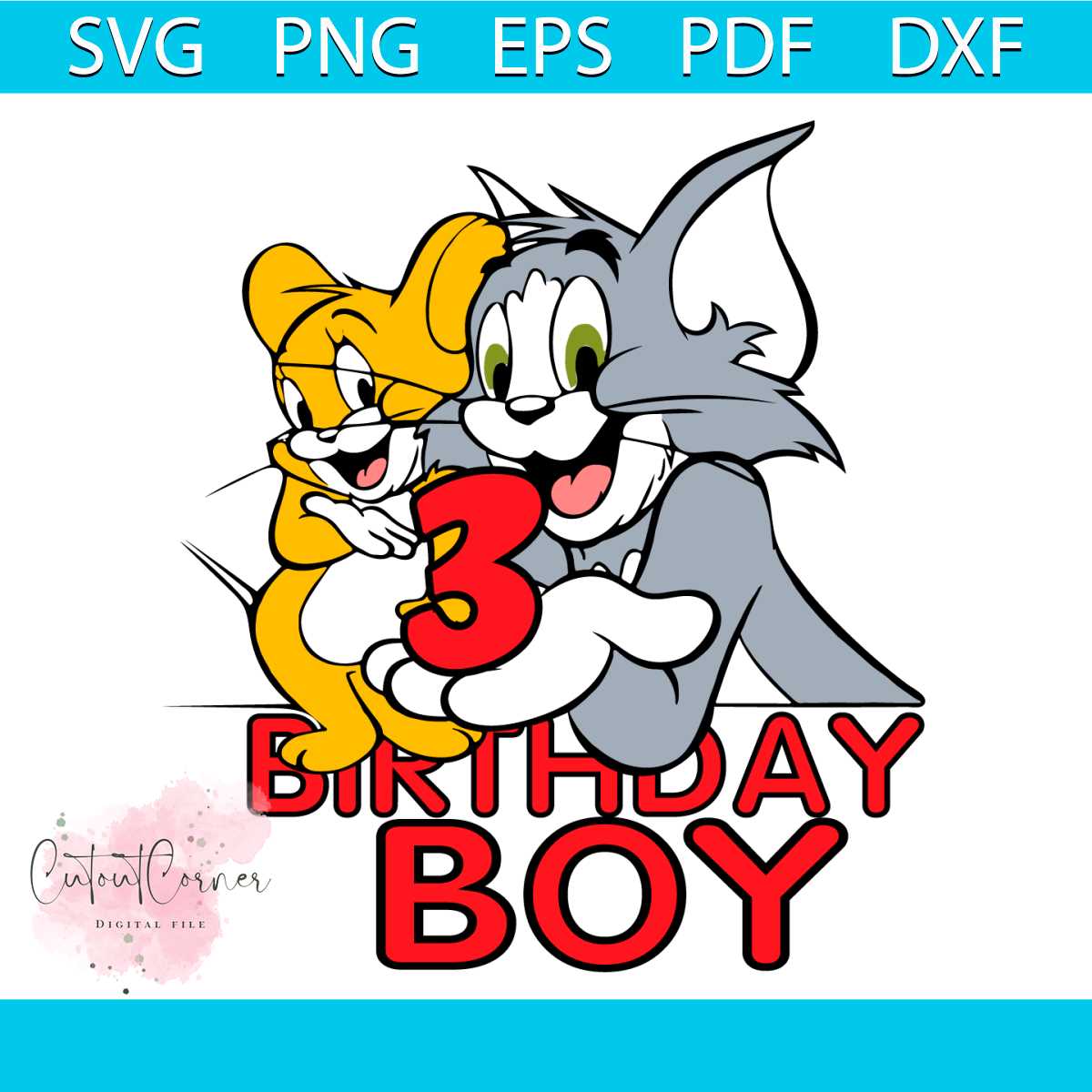 Tom And Jerry 3 Birthday Boy Svg, Birthday Svg, 3rd Birthday | Inspire ...