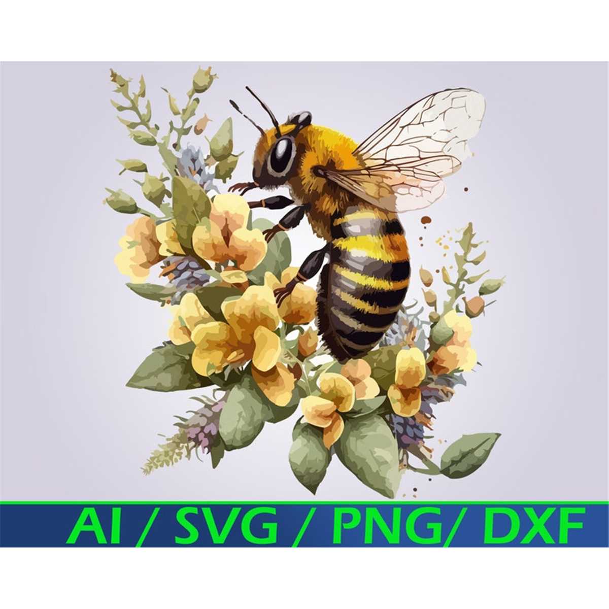 Honey Bee on Flowers SVG Digital Download, Honey Bee Clip ar | Inspire ...
