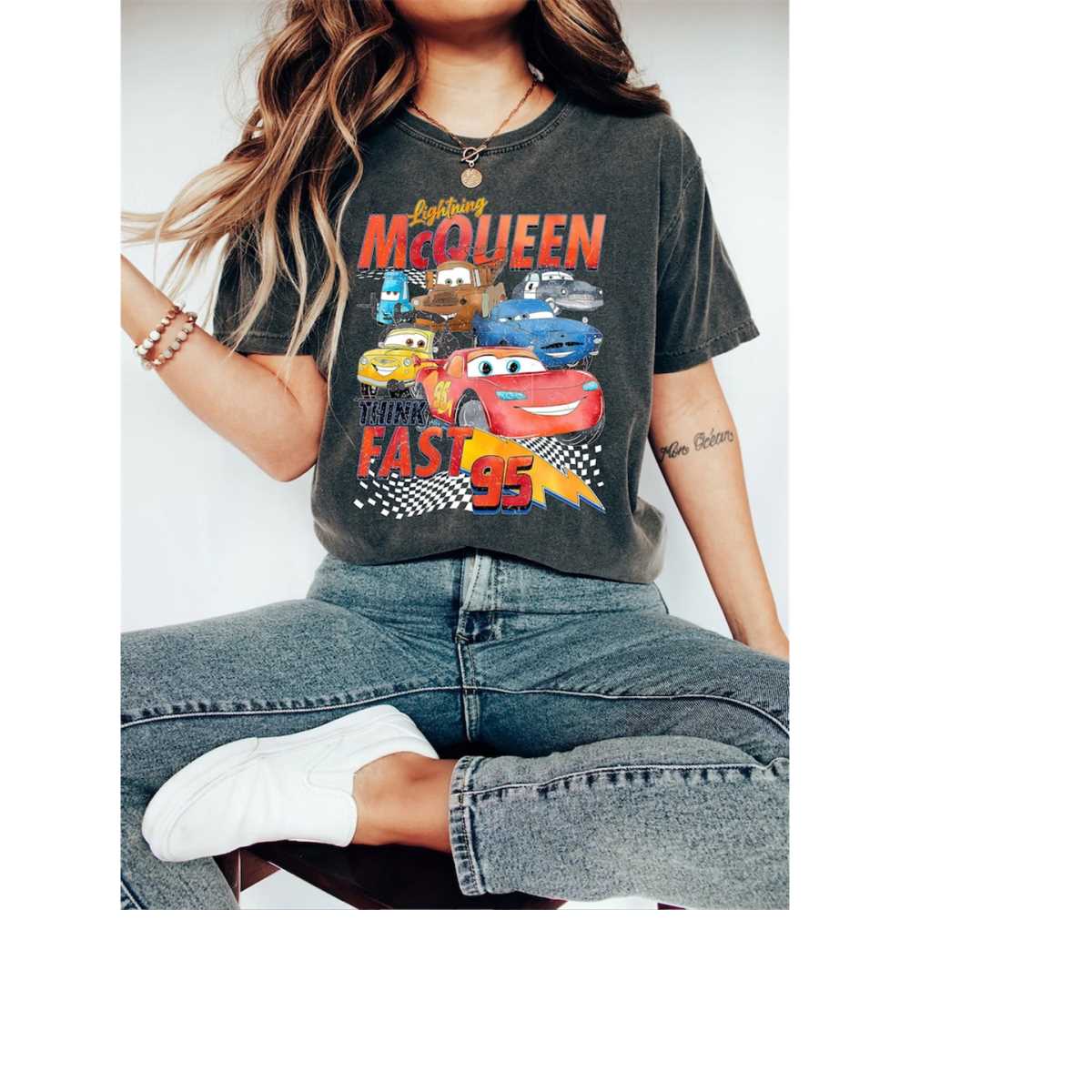 Retro Lightning Mcqueen Comfort Shirt, Vintage Disney Cars, | Inspire ...