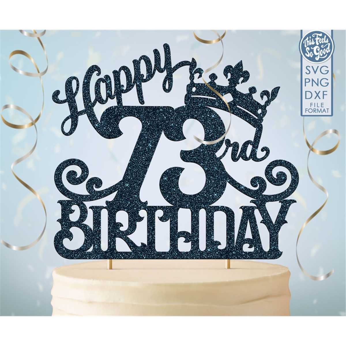 73 73rd birthday cake topper svg, 73 73rd happy birthday cak - Inspire ...