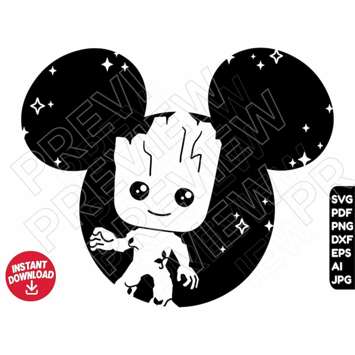 Groot SVG disneyland ears png dxf clipart , cut file outline - Inspire ...