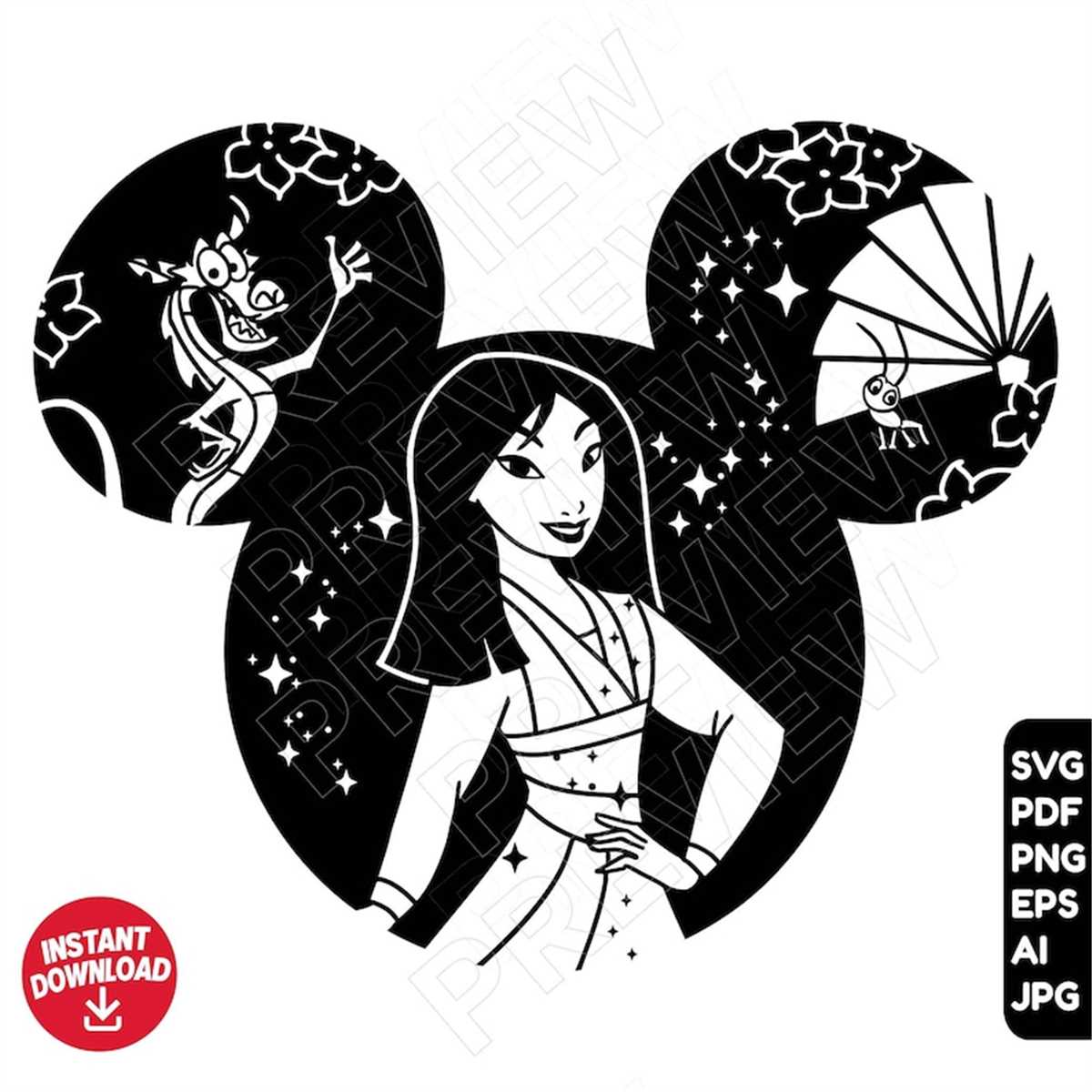 Mulan SVG princess Disneylandd ears clipart vector file ouli - Inspire ...
