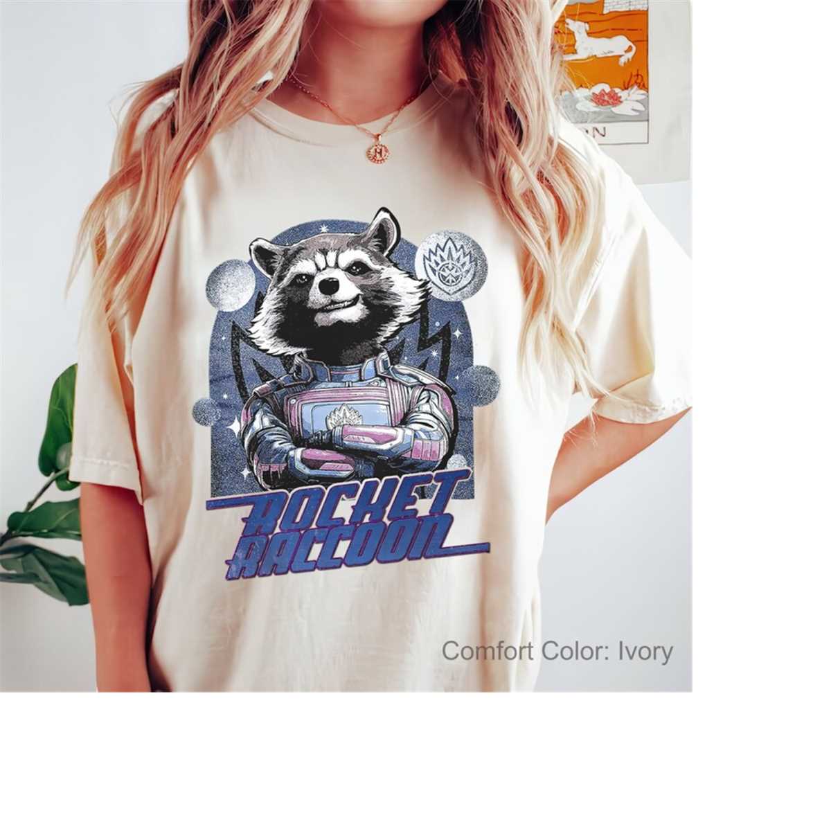 Retro Rocket Raccoon Comfort Colors Shirt, Marvel Guardians | Inspire ...