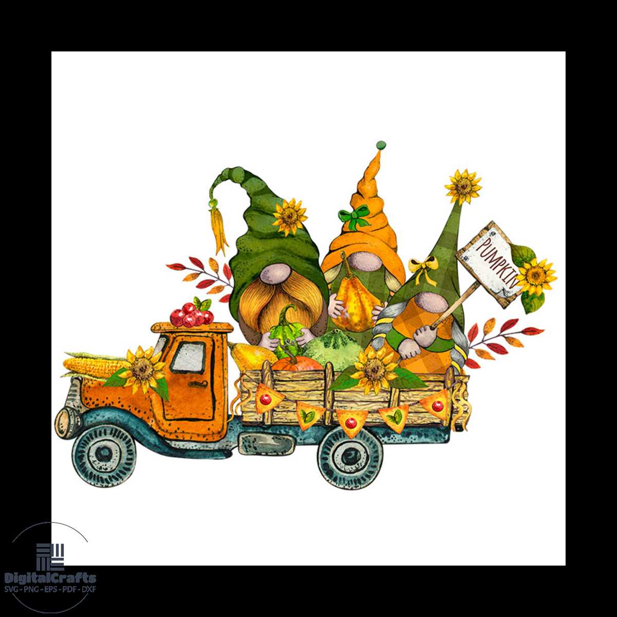 Sunflower Gnome Truck Png, Thanksgiving Png, Sunflower Png - Inspire Uplift