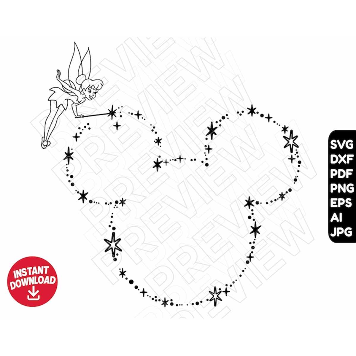 Tinker Bell SVG disneyland ears magic , cut file outline sil - Inspire ...