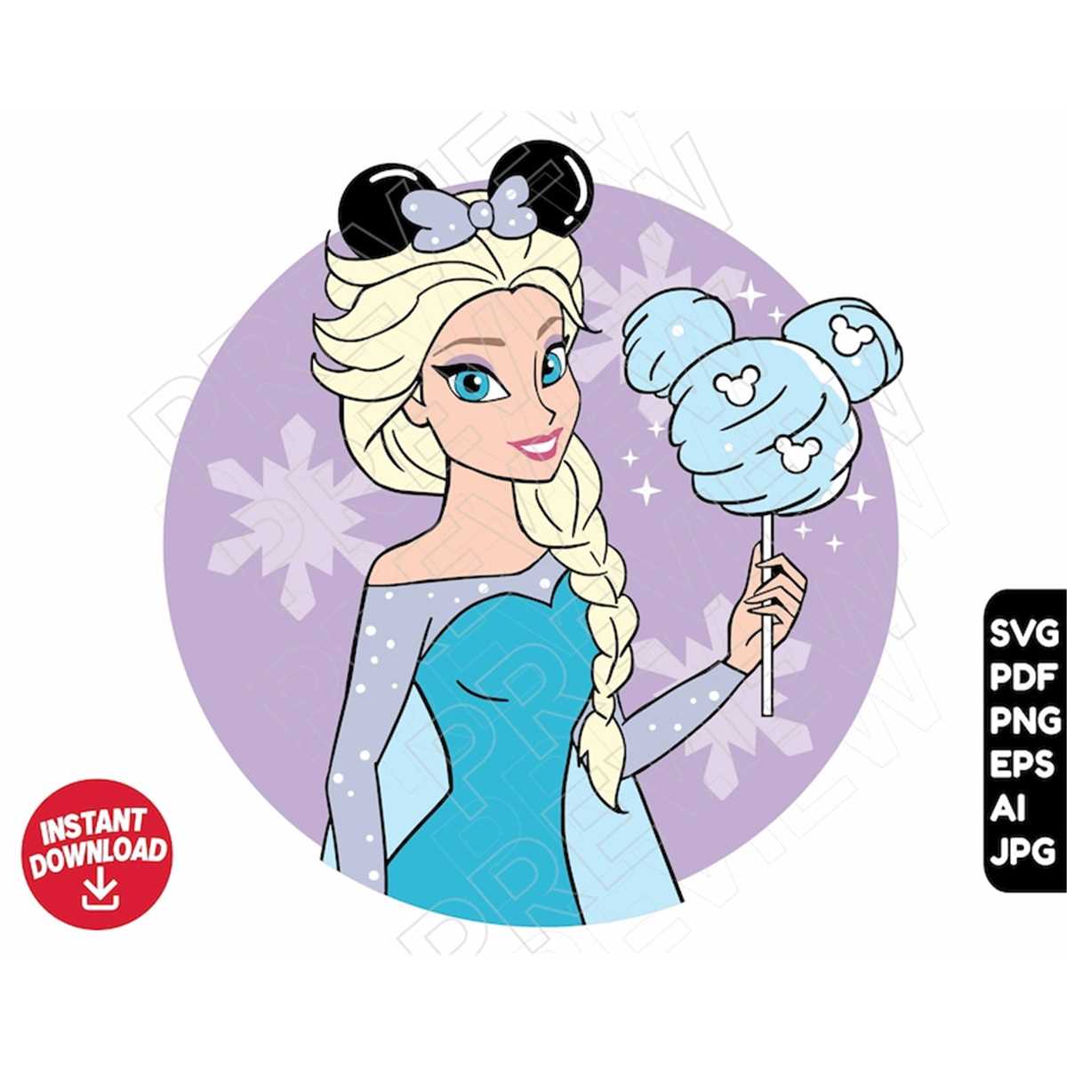Elsa SVG Frozen cotton candy clipart , cut file layered by c - Inspire Uplift