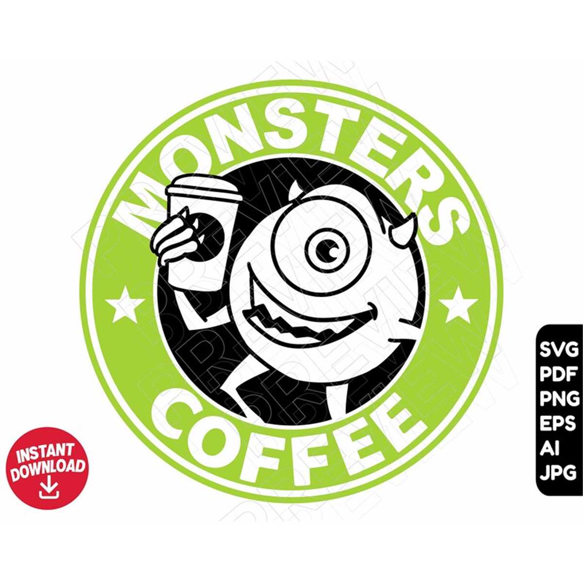 Monsters inc SVG mike coffee png clipart , cut file layered | Inspire ...