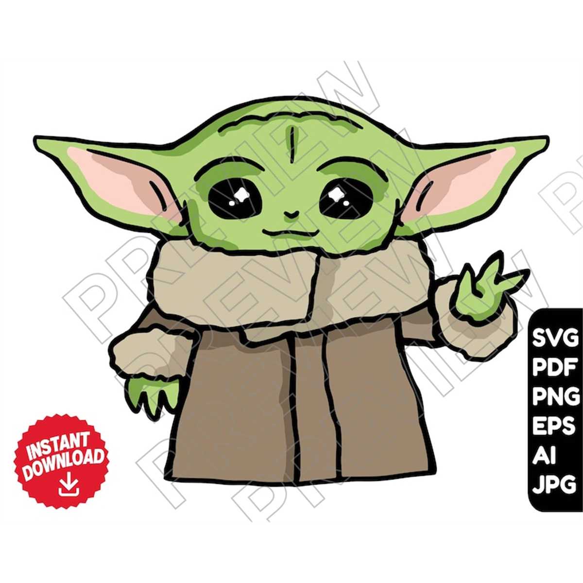 Baby Yoda SVG clipart , Vector file , Digital download | Inspire Uplift
