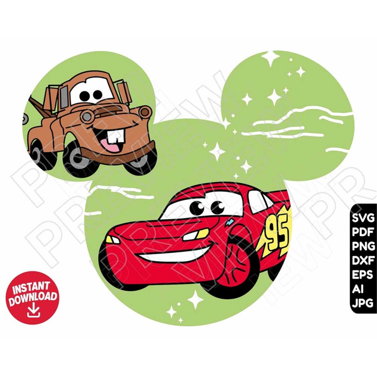 Cars ears svg lightning mcqueen tow mater , cut file layered - Inspire ...