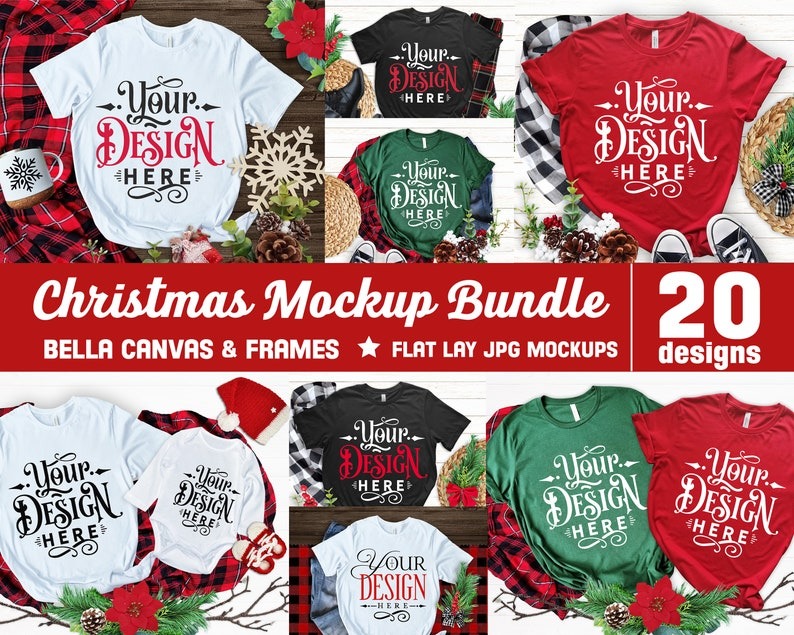 Christmas Mockup Bundle, 20 Christmas mockups, Bella Canvas | Inspire ...
