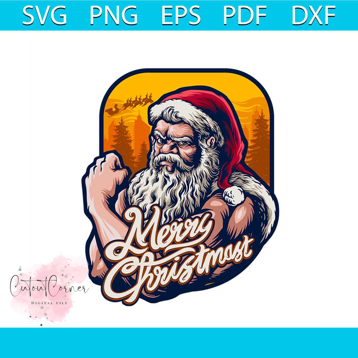 Strong Cool Santa Claus Svg, Christmas Svg, Strong Santa Svg | Inspire ...