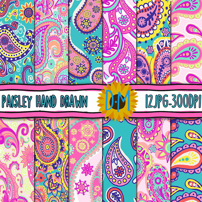 Paisley seamless patterns, Hand Drawn Paisley Digital Paper | Inspire ...