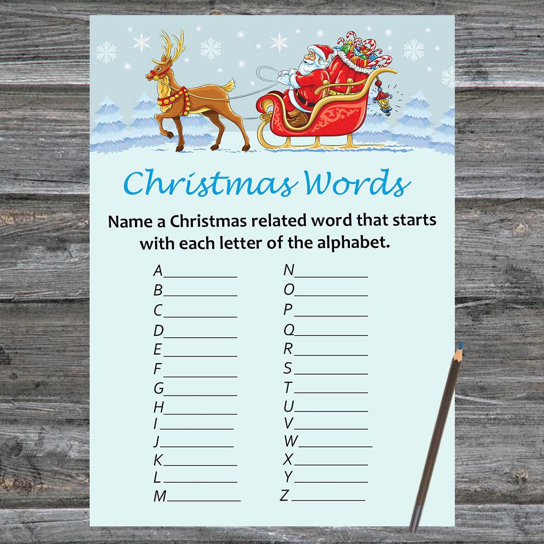 Christmas party games,Christmas Word A-Z Game Printable,Sant - Inspire ...