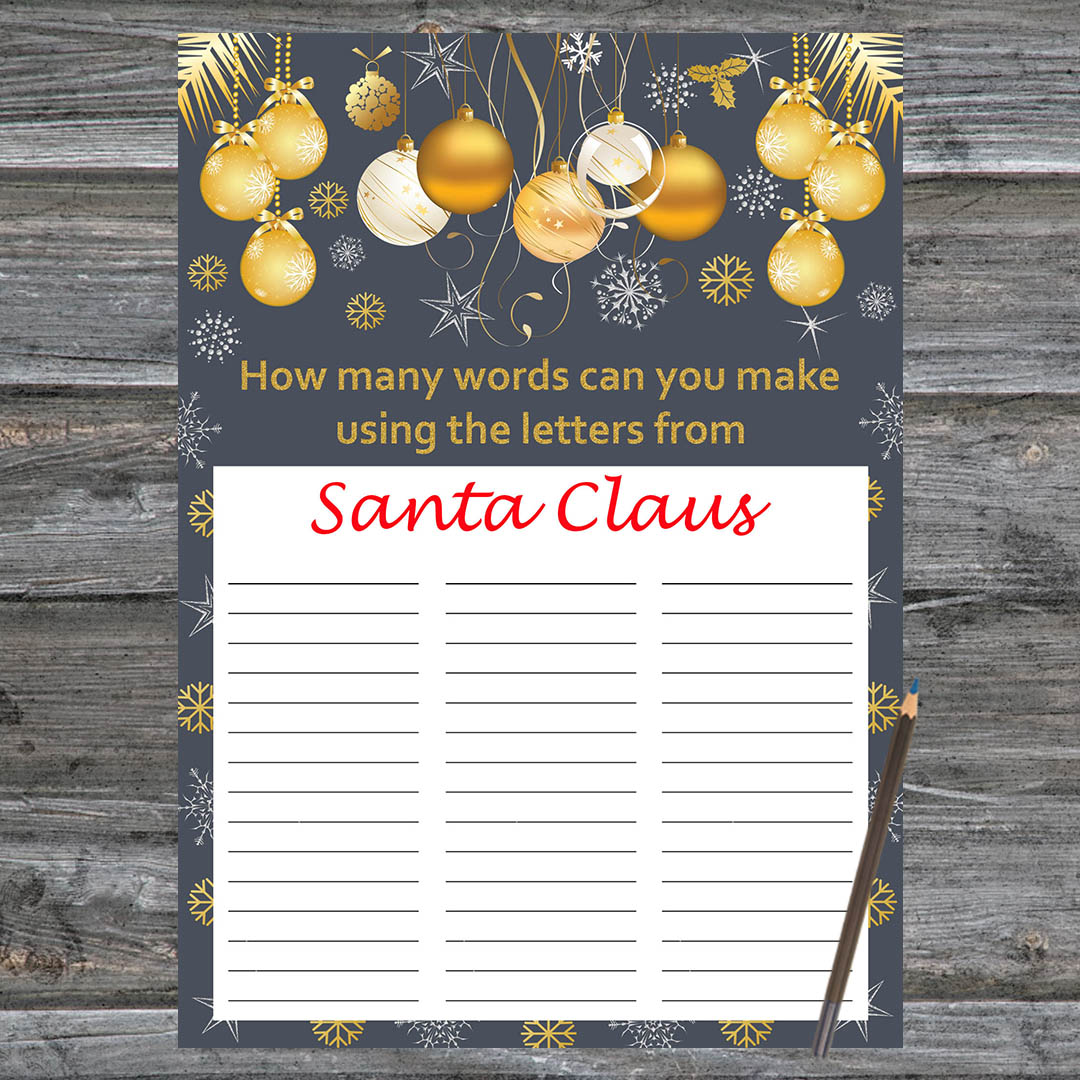 Christmas party games,How Many Words Can You Make From Santa - Inspire ...