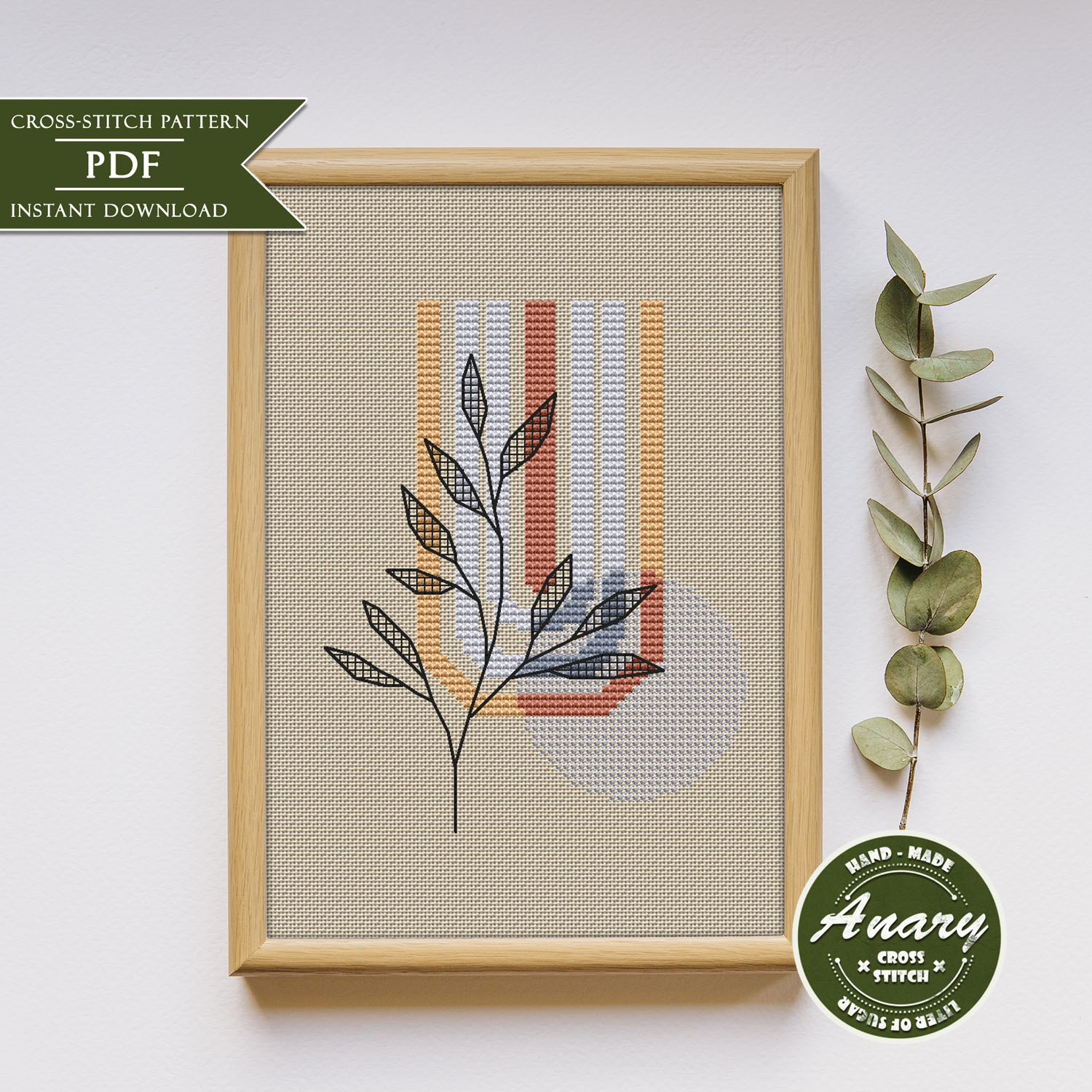 Leaves and Shapes Cross Stitch Pattern Boho Counted Cross St - Inspire ...