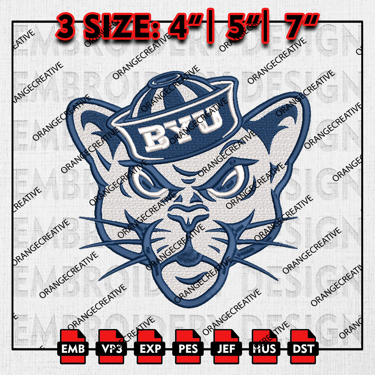 BYU Cougars Logo Embroidery file, NCAA Embroidery Design, BY | Inspire ...