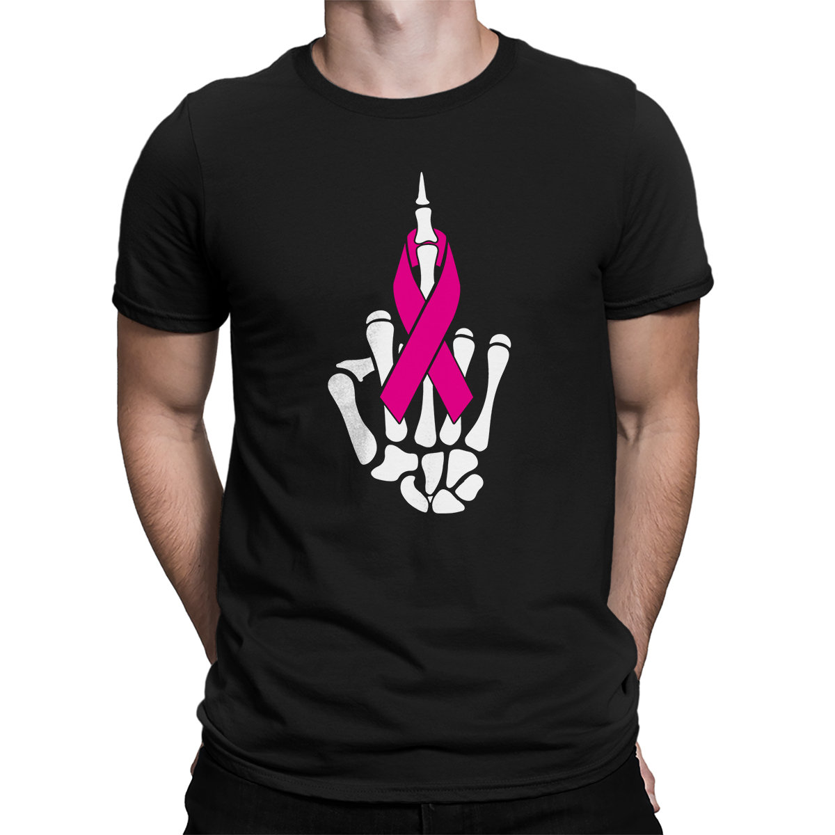 Skeleton Middle Finger Pink Ribbon Cancer Awareness Fight Cu | Inspire ...