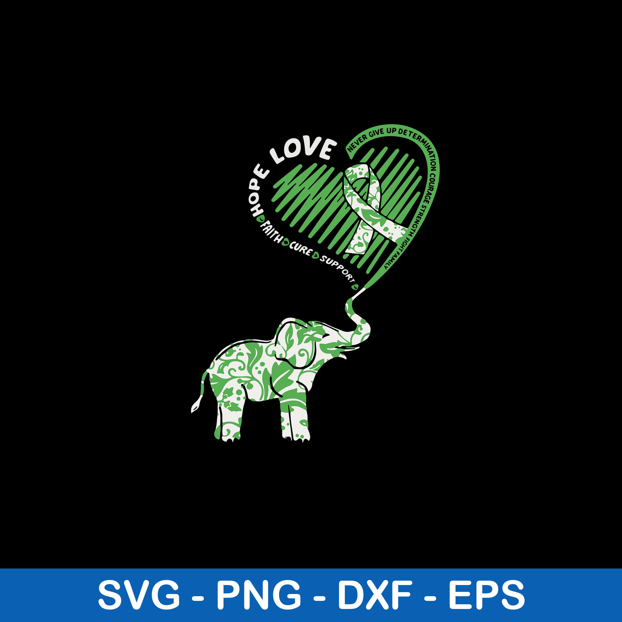 Cute Elephant With Heart Kidney Disease Awareness Svg, Eleph - Inspire ...