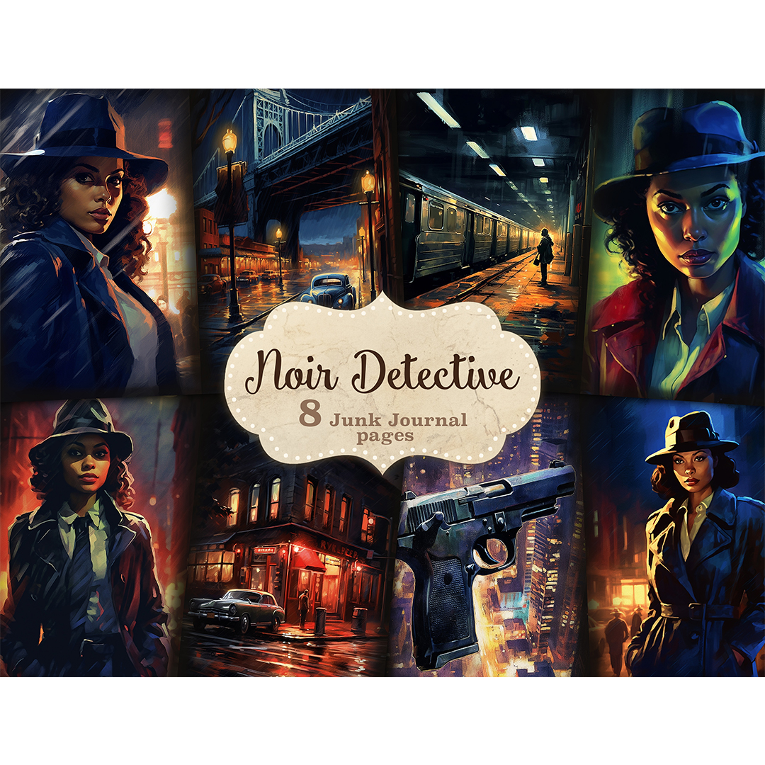 Noire Detective Ephemera | Art Noir Junk Journal Pages - Inspire Uplift